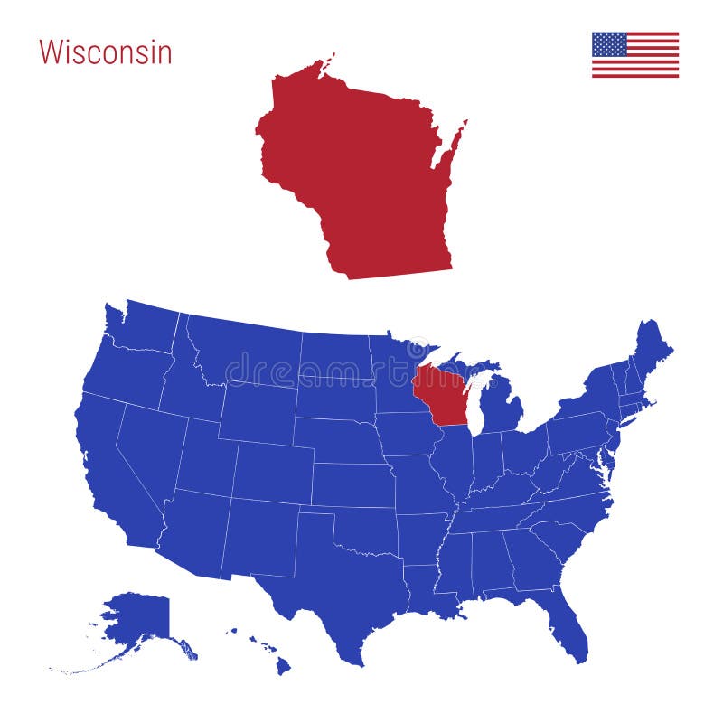 The State of Wisconsin is Highlighted in Red. Vector Map of the United ...