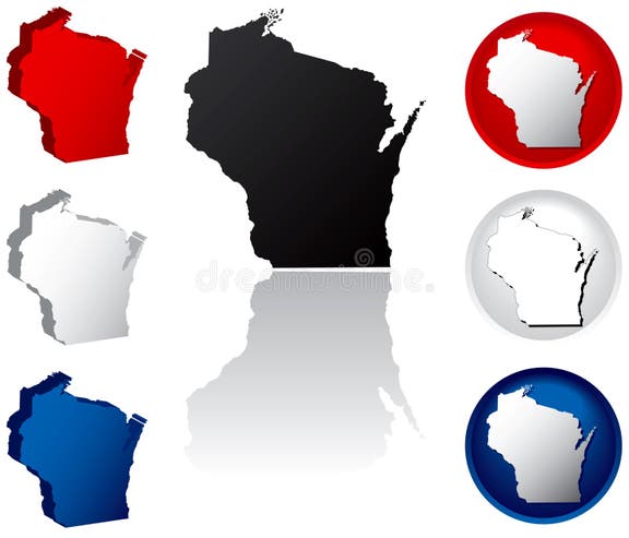 State of Wisconsin Icons stock vector. Illustration of shadow - 5086972