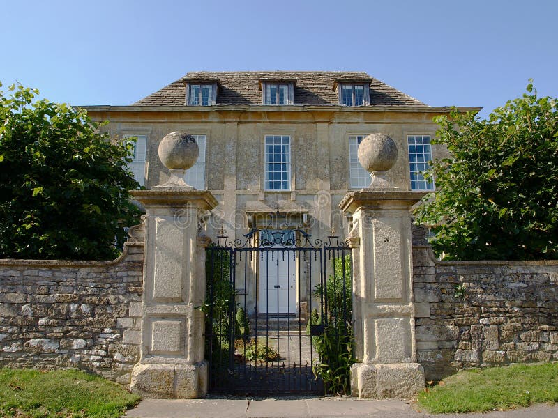 Stately Home Gates and Driveway Stock Image - Image of building, gates ...