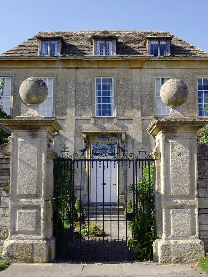 Stately Home Gates and Driveway Stock Image - Image of building, gates ...