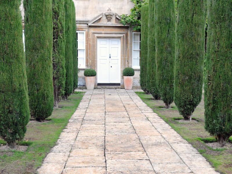 Stately Home Gates and Driveway Stock Image - Image of building, gates ...
