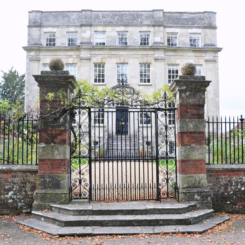 Stately Home Gates and Driveway Stock Image - Image of building, gates ...