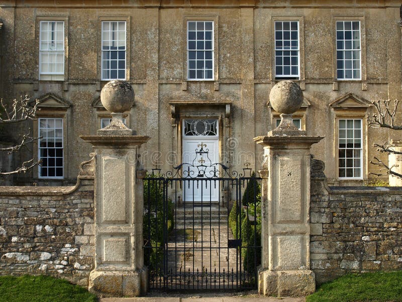 Stately Home Gates and Driveway Stock Image - Image of building, gates ...