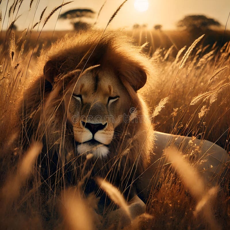 A Stately Lion Keeping Watch Over the Expansive Savannah Landscape ...