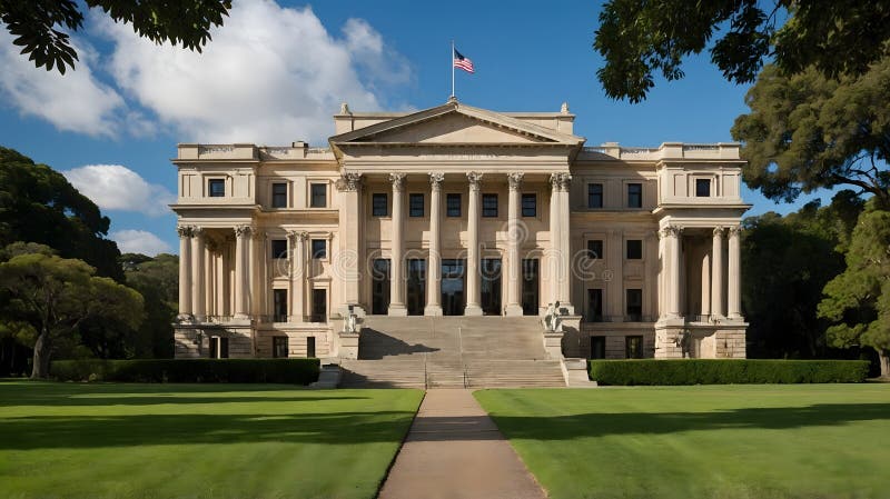 Neoclassical Government Building with Majestic Classical Columns and a ...