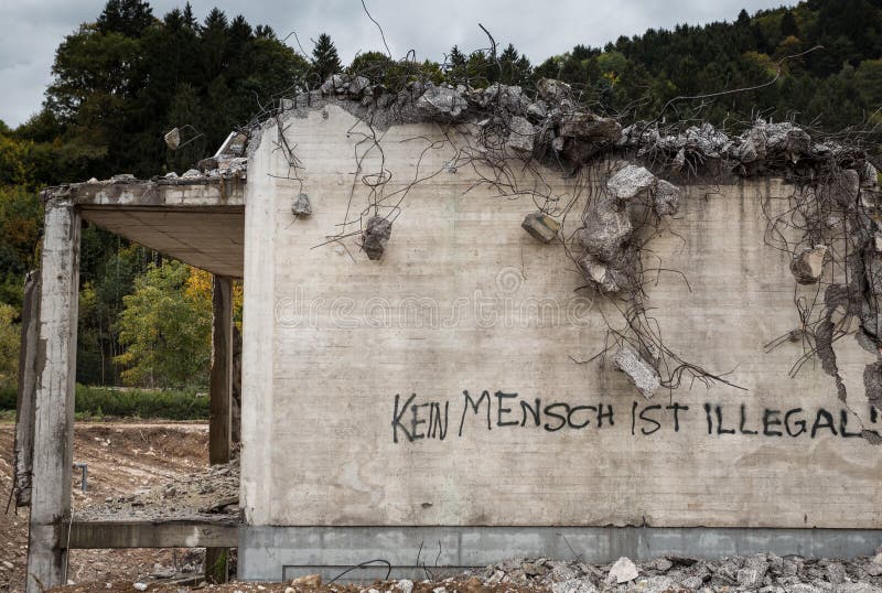 Statement on Destroyed Building in Germany Stock Photo - Image of ...