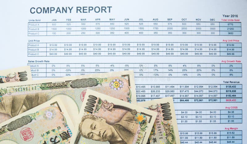 Statement Report with Money in Financial Concept. Stock Image - Image ...