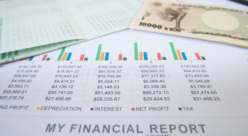 Statement Report with Money in Financial Concept. Stock Photo - Image ...