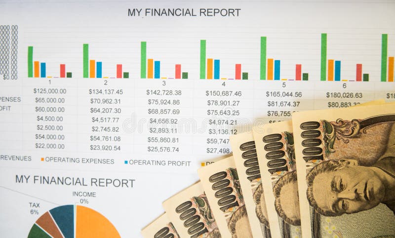 Statement Report with Money in Financial Concept. Stock Photo - Image ...