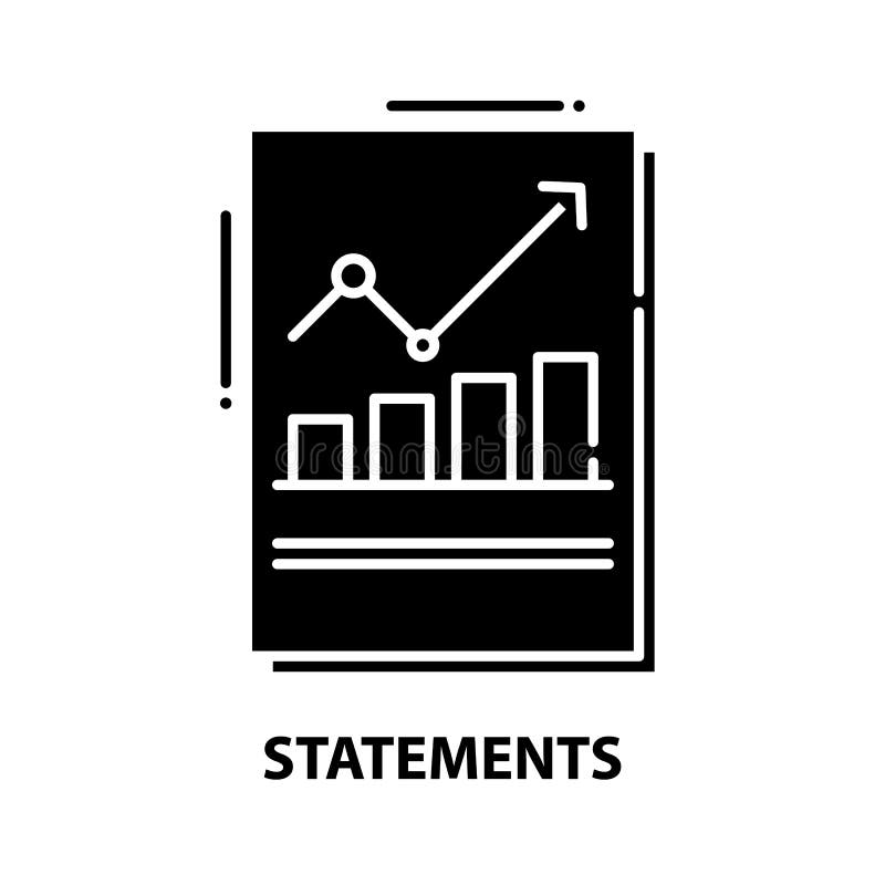 Statements Icon, Black Vector Sign with Editable Strokes, Concept ...