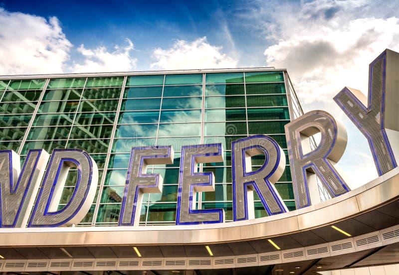 Staten Island Ferry Entrance in Manhattan Stock Image - Image of water ...