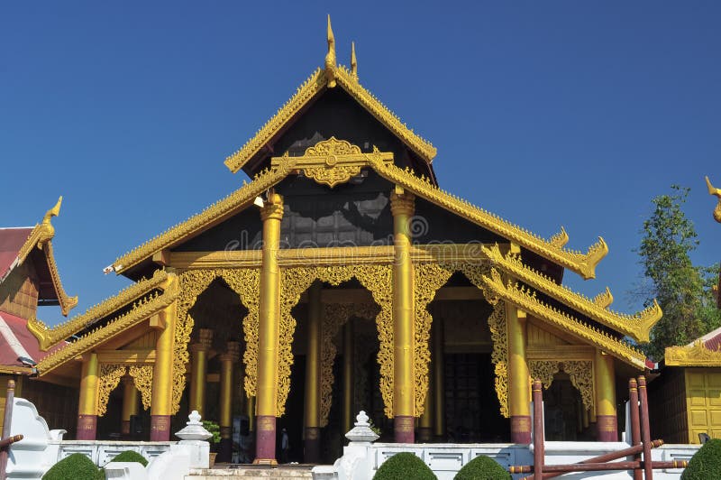 Stateroom of Myanmar king stock image. Image of blue - 39288177