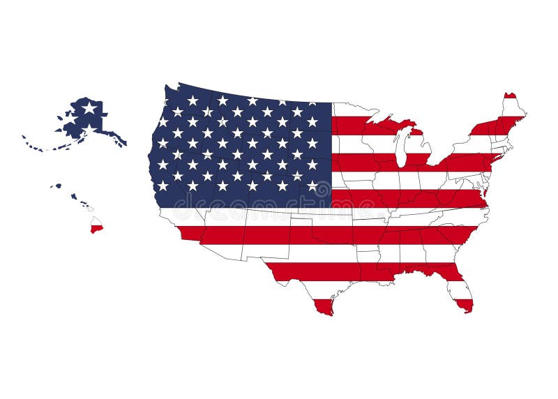 States of America Territory on White Background. USA Flag. Separate ...