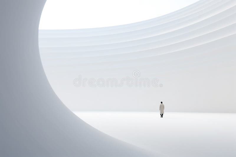 Abstract White Objects and Construction with Human Silhouette ...