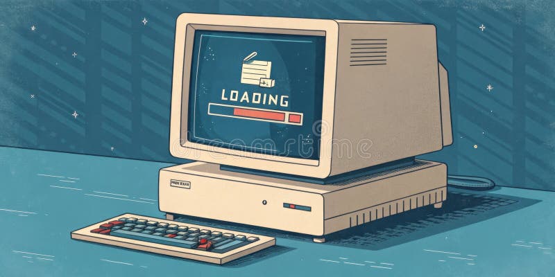 Static Background a Vintage Computer Screen is Filled with a Loading ...
