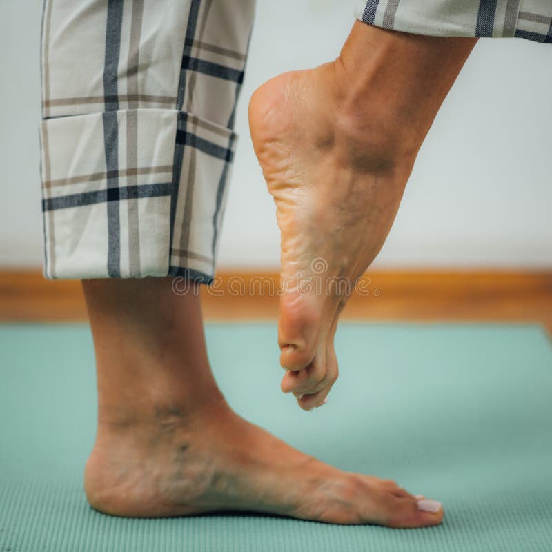 Static Balance Test. Standing on One Leg Stock Photo - Image of balance ...