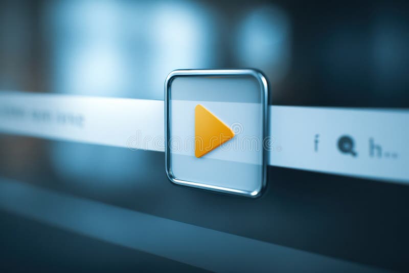 Static Distorted Play Button Icon on Web Browser Tab with Clear ...