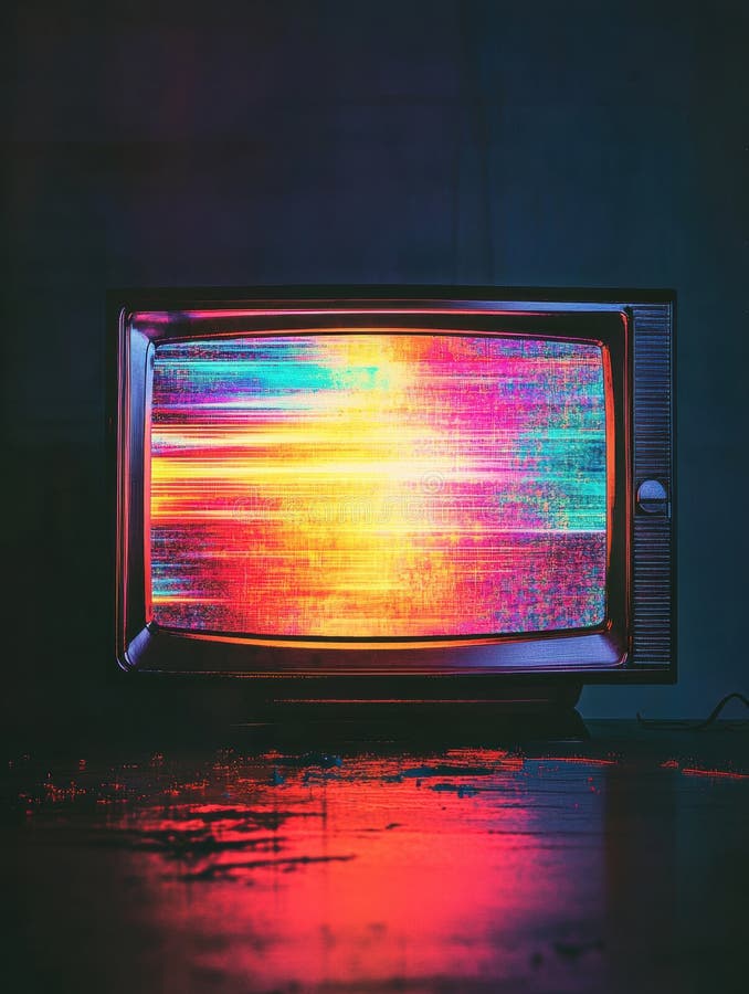 Retro Television Screen Showing Colorful Static Noise Stock Photos ...
