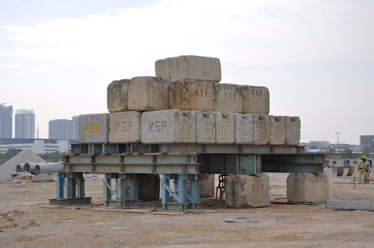 Static Pile Load Test stock image. Image of kentledge - 42717607