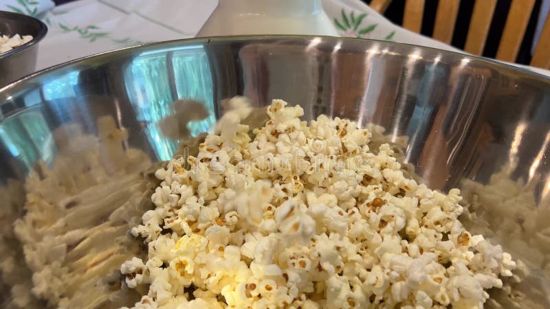 4k, Static Shot, of Fresh Popcorn, Made in an Industrial Popcorn ...