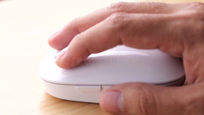 Static Shot of a Hand Moving and Clicking a Mouse in Slow Motion Stock ...