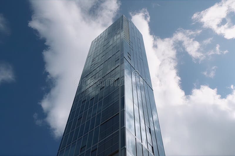 Static Shot of Modern Skyscraper, with Clouds Visible in the Sky and ...