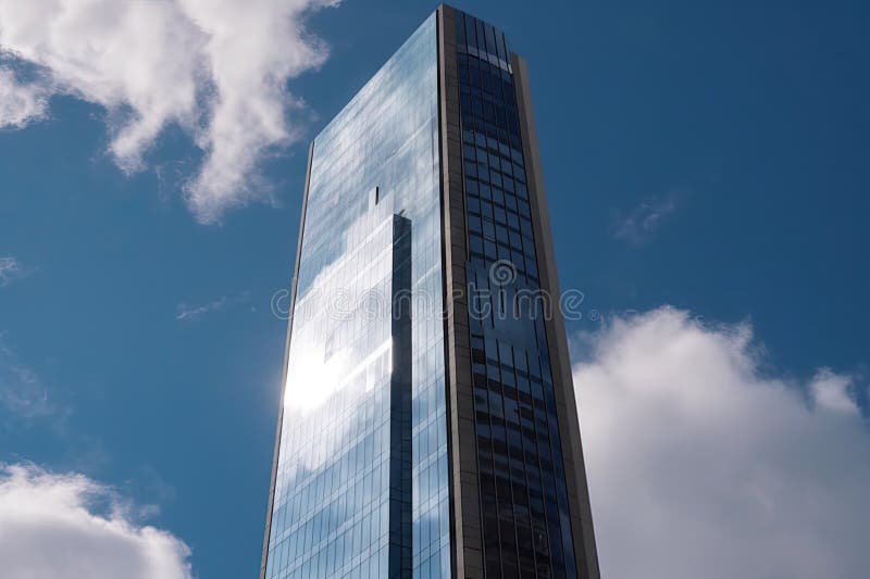 Static Shot of Modern Skyscraper, with Clouds Visible in the Sky and ...