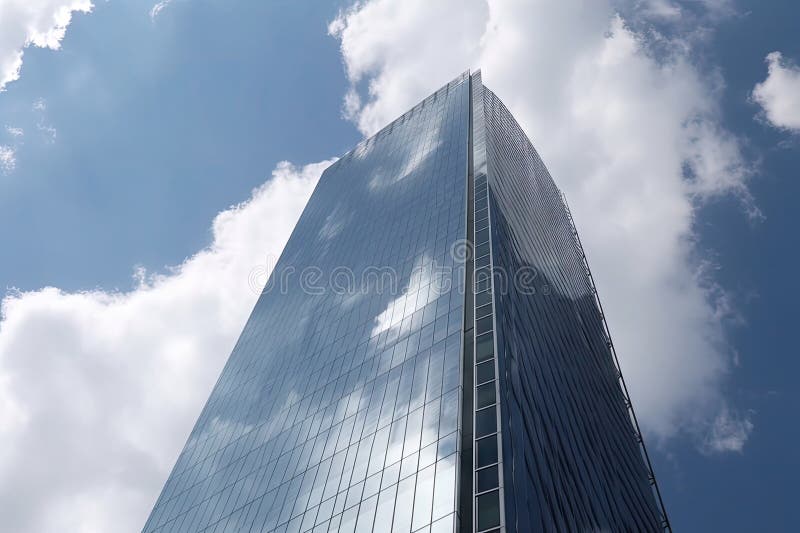 Static Shot of Modern Skyscraper, with Clouds Visible in the Sky and ...
