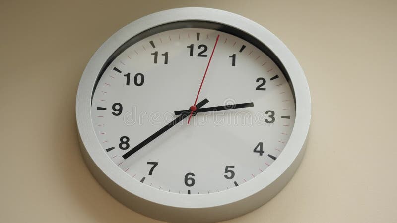 Static Shot of a Round Wall Clock on the Light Wall. Stock Footage ...
