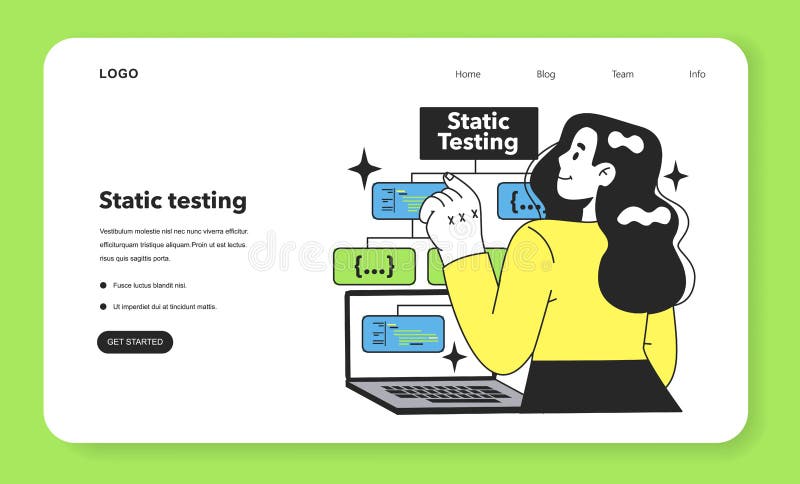 Static Testing Web Banner Or Landing Page Software Testing Methodology Stock Vector