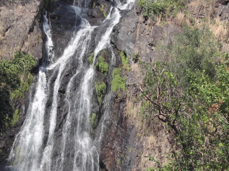 Static Video Waterfall Stream Falling Down Rocks and Stones of Mountain ...