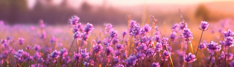 Statice Field Blurred Sunrise Banner Background. Generative AI Stock ...