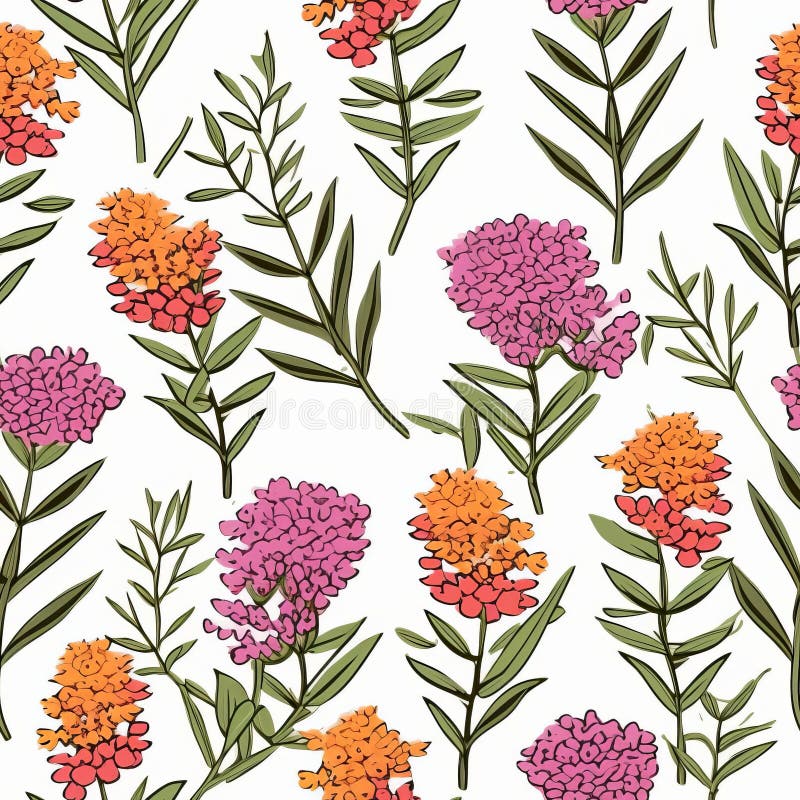 Retro Style Statice Flowers in Multiple Colors on White Stock ...