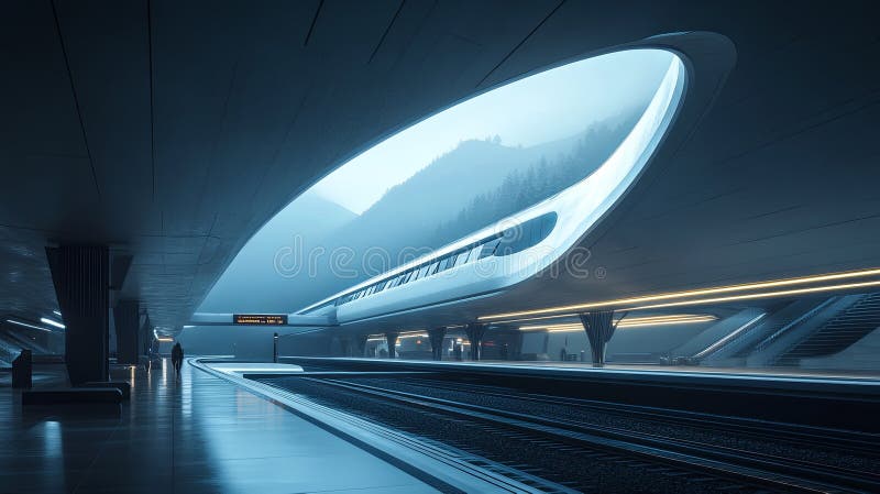 Station Beneath Mountain, Minimalist Architecture and Gradient Lighting ...
