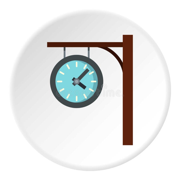 Station clock icon circle stock vector. Illustration of railway - 108597866