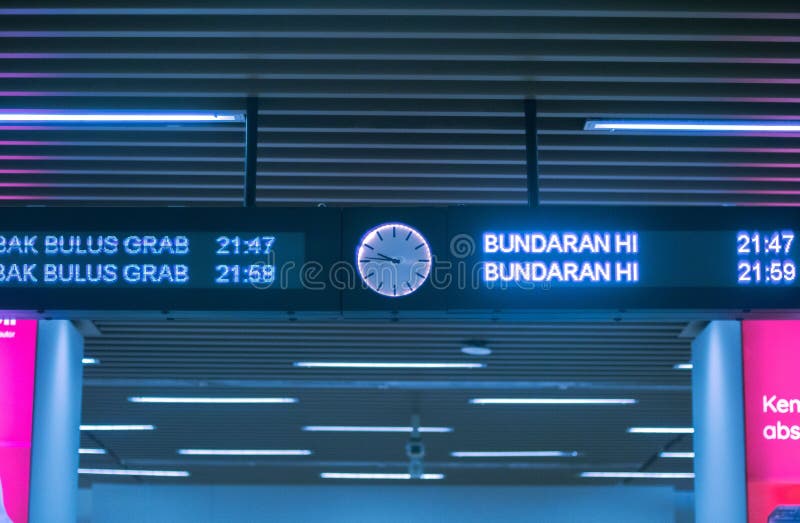 Station Clock with Lights in Jakarta Editorial Stock Photo - Image of ...