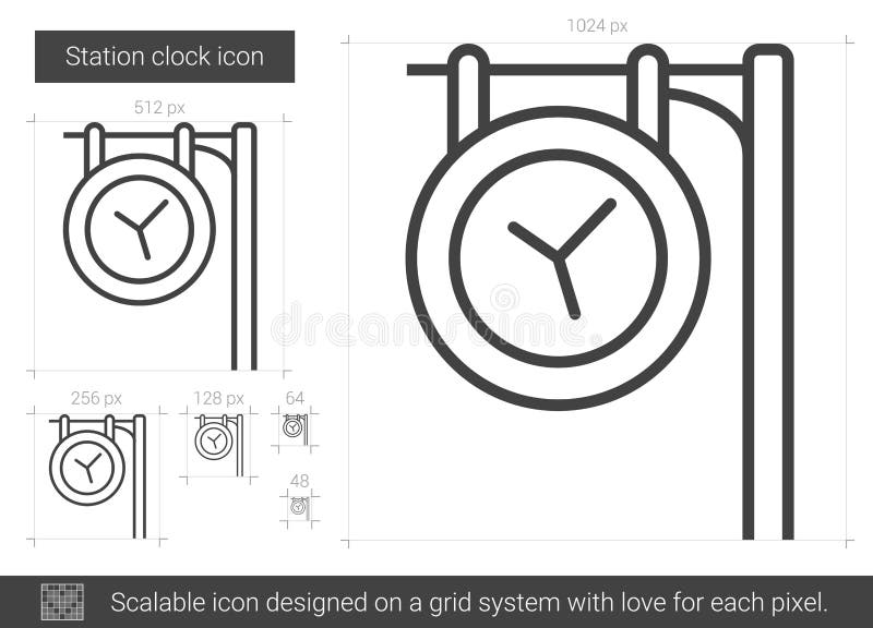Station clock line icon. stock vector. Illustration of icon - 94425904