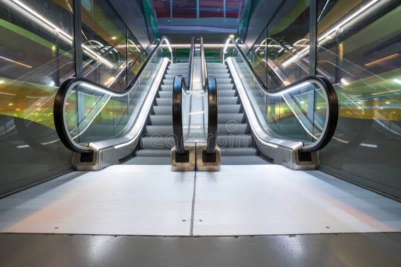 Escalator stock image. Image of design, walkway, escalators - 139340875