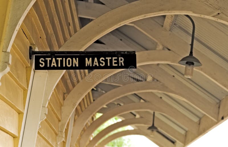 Station Master Sign Old Railway Platform Stock Photo - Image of timber ...