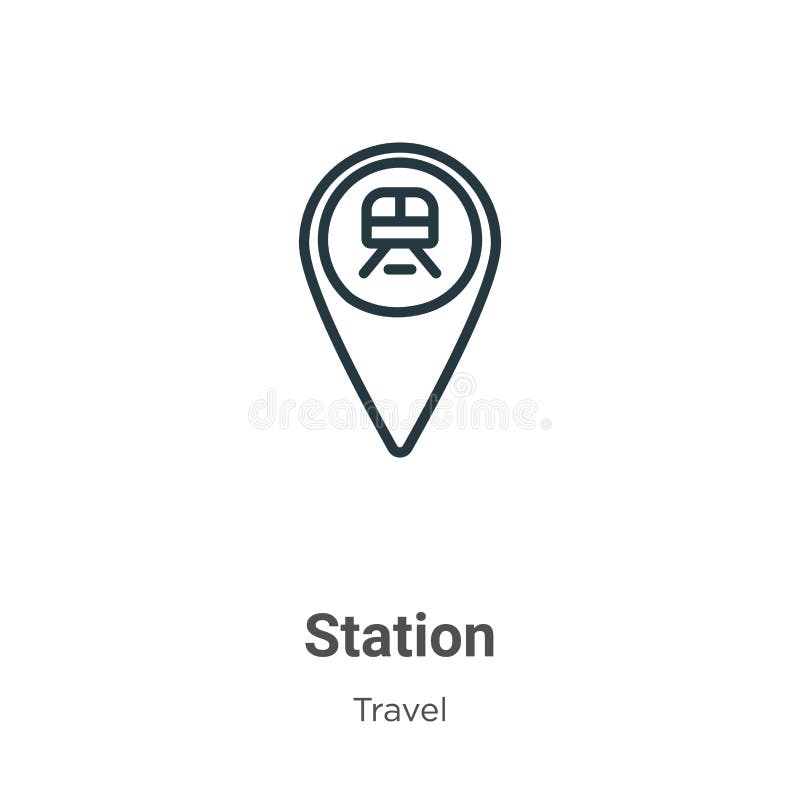 Station Outline Vector Icon. Thin Line Black Station Icon, Flat Vector ...