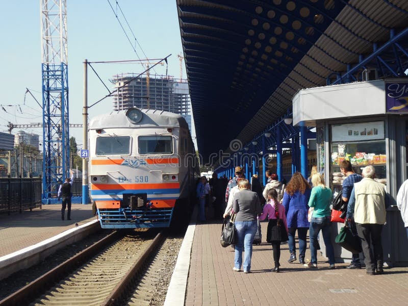 The Station with Passengers Getting on the Train Editorial Photography ...