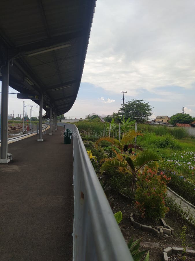 Station Platform and Beautiful Garden Stock Image - Image of tree ...