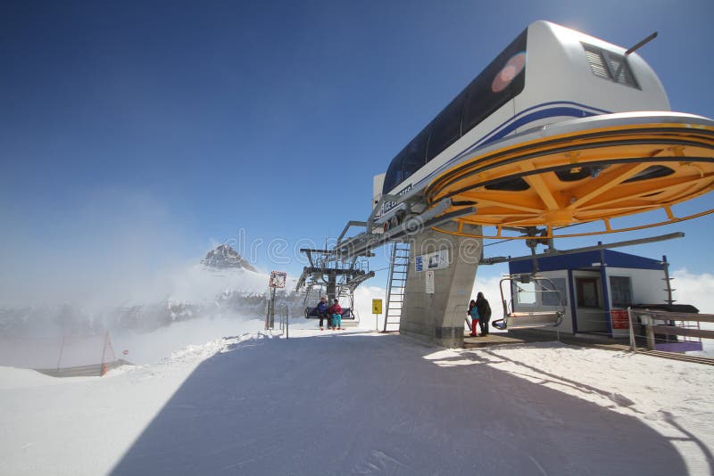 Station of Ropeway, Ski Lift on Snow Mountains Editorial Photo - Image ...