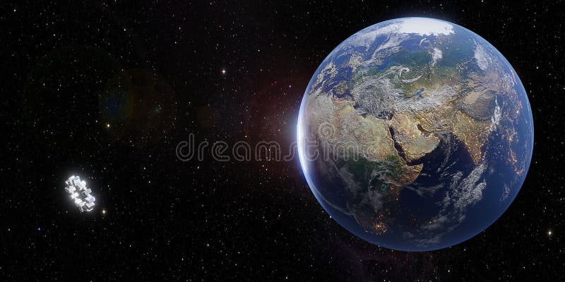 Station Spatiale Flottant Sur L'orbite Terrestre Illustration 3d ...