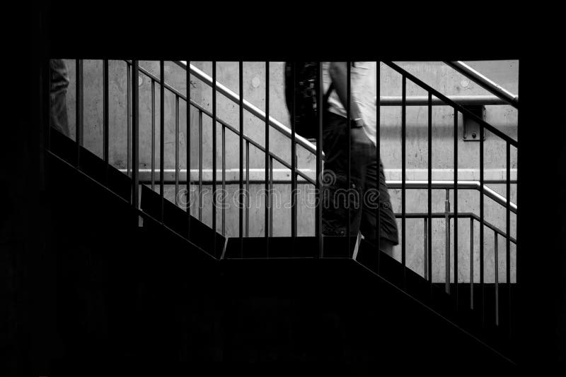 Station steps stock image. Image of railings, monochrome - 47826379