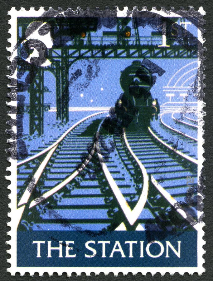 The Station UK Postage Stamp Editorial Stock Image - Image of railway ...