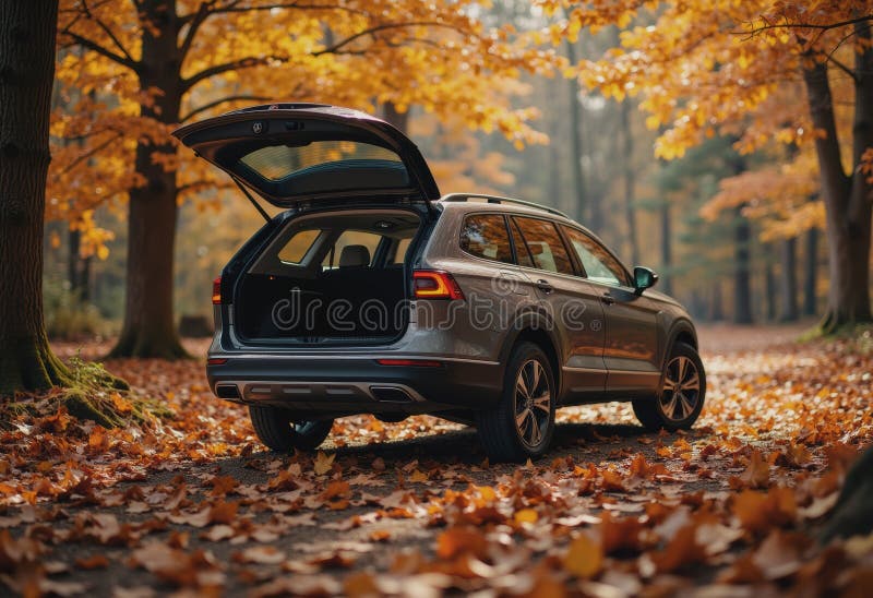 Station-wagon Mockup with Split Tailgate Open in a Serene Forest ...