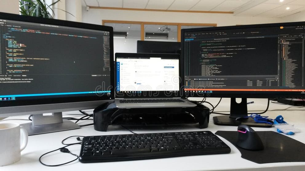 A Station of Work of a Developer Stock Photo - Image of coding ...