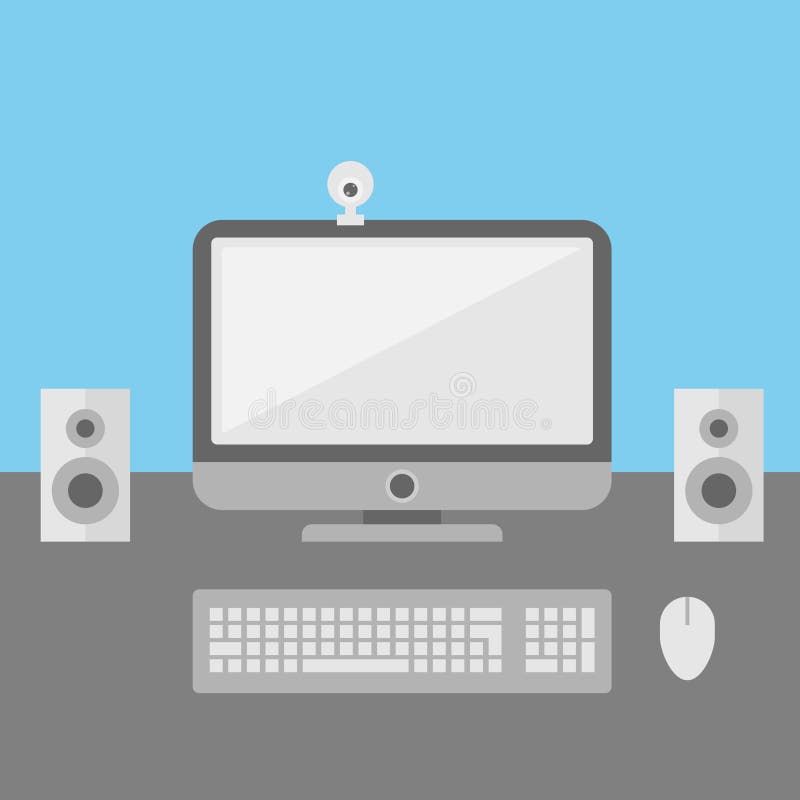 Stationary Computer with Complete Configuration. Vector Illustration ...
