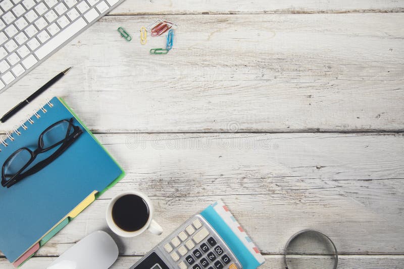 Stationary and Computer on the Working Table Stock Image - Image of ...